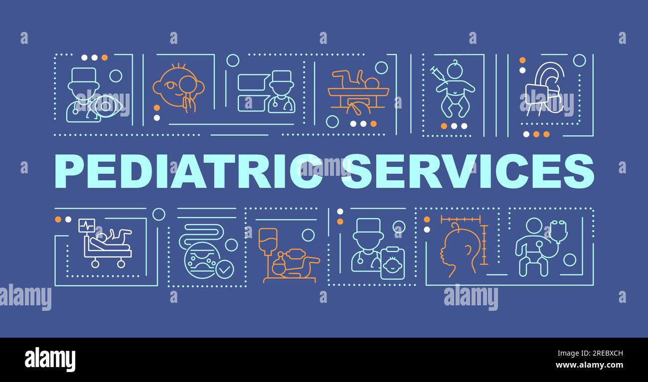 Pediatric services word concepts dark blue banner Stock Vector Image ...