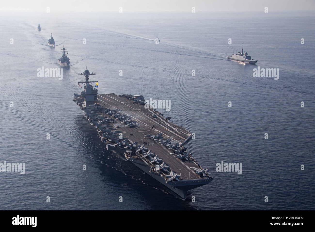At Sea. 11th July, 2023. The Gerald R. Ford Carrier Strike Group sails ...