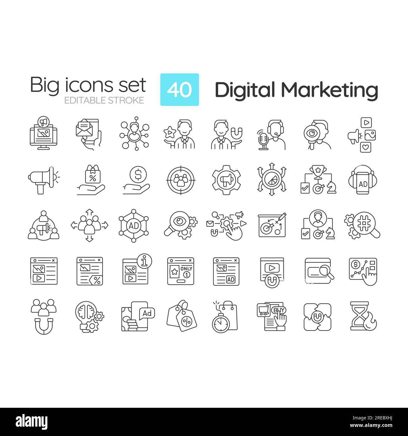 Digital optimization linear icons Stock Vector Images - Alamy