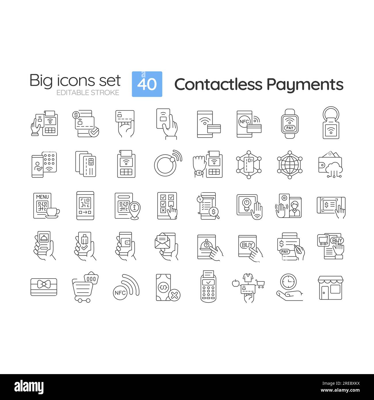 Contactless payment linear icons set Stock Vector Image & Art - Alamy