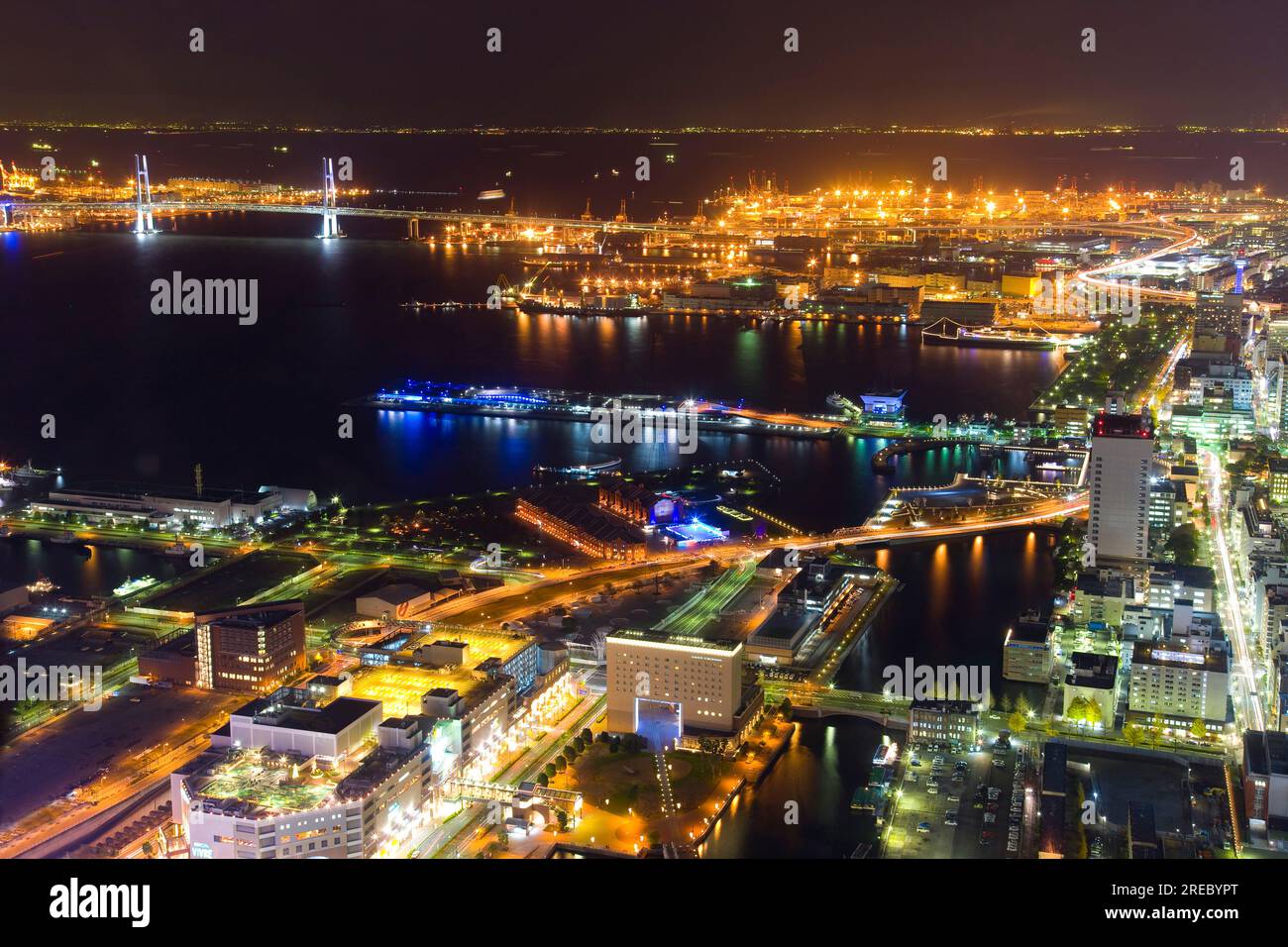 Night View of Yokohama Port Stock Photo - Alamy