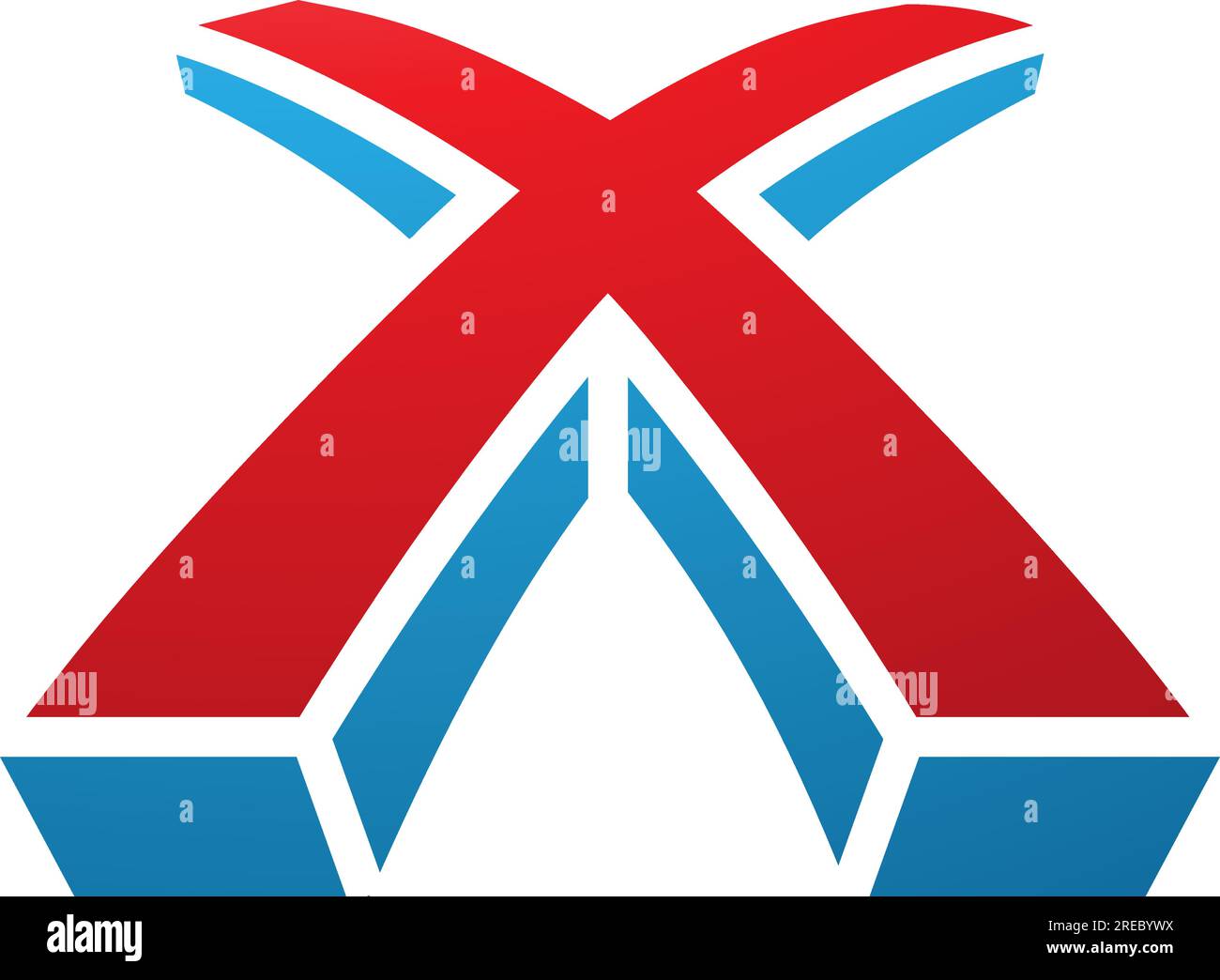 Red and Blue 3d Shaped Letter X Icon on a White Background Stock Vector ...