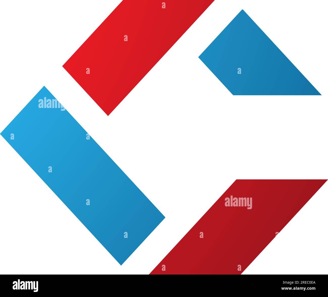 Blue and Red Square Letter C Icon Made of Rectangles on a White ...