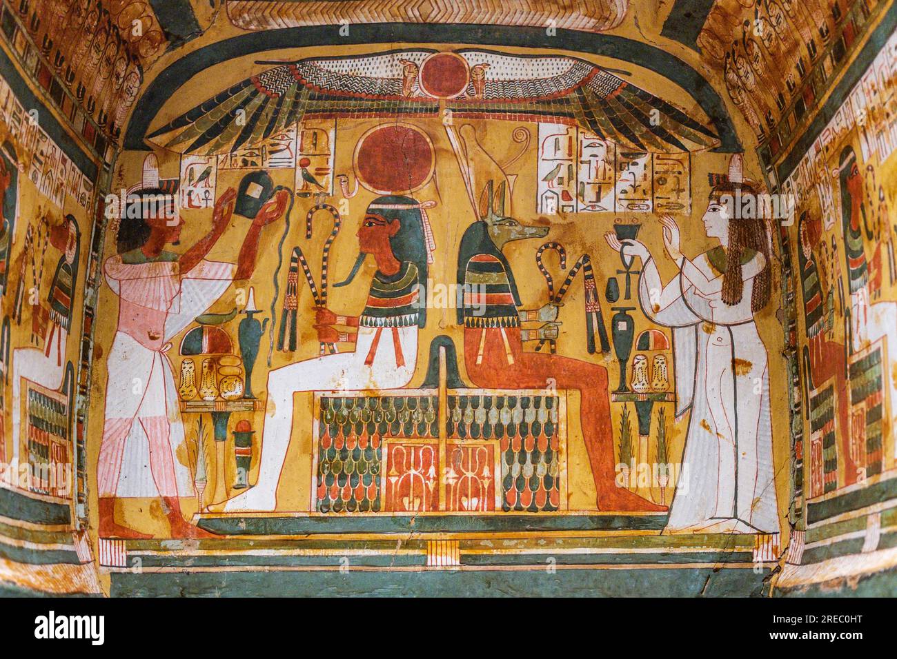 anthropomorphic mummy coffin, painting detail, Gregorian Egyptian ...