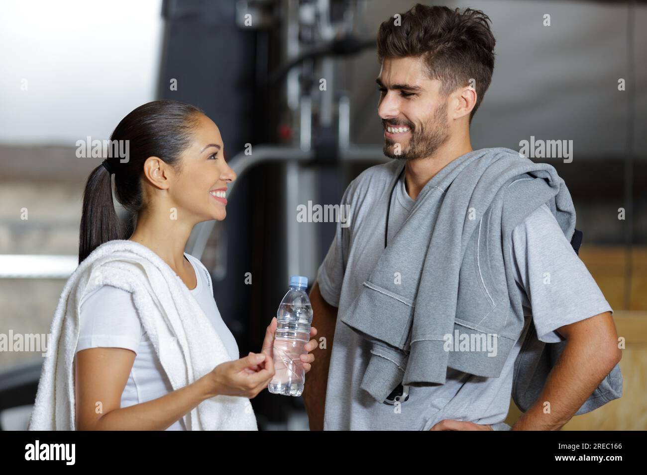 picture of attractive man and beautiful woman in conversation Stock ...
