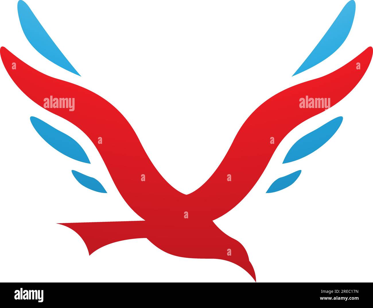 Red and Blue Bird Shaped Letter V Icon on a White Background Stock ...
