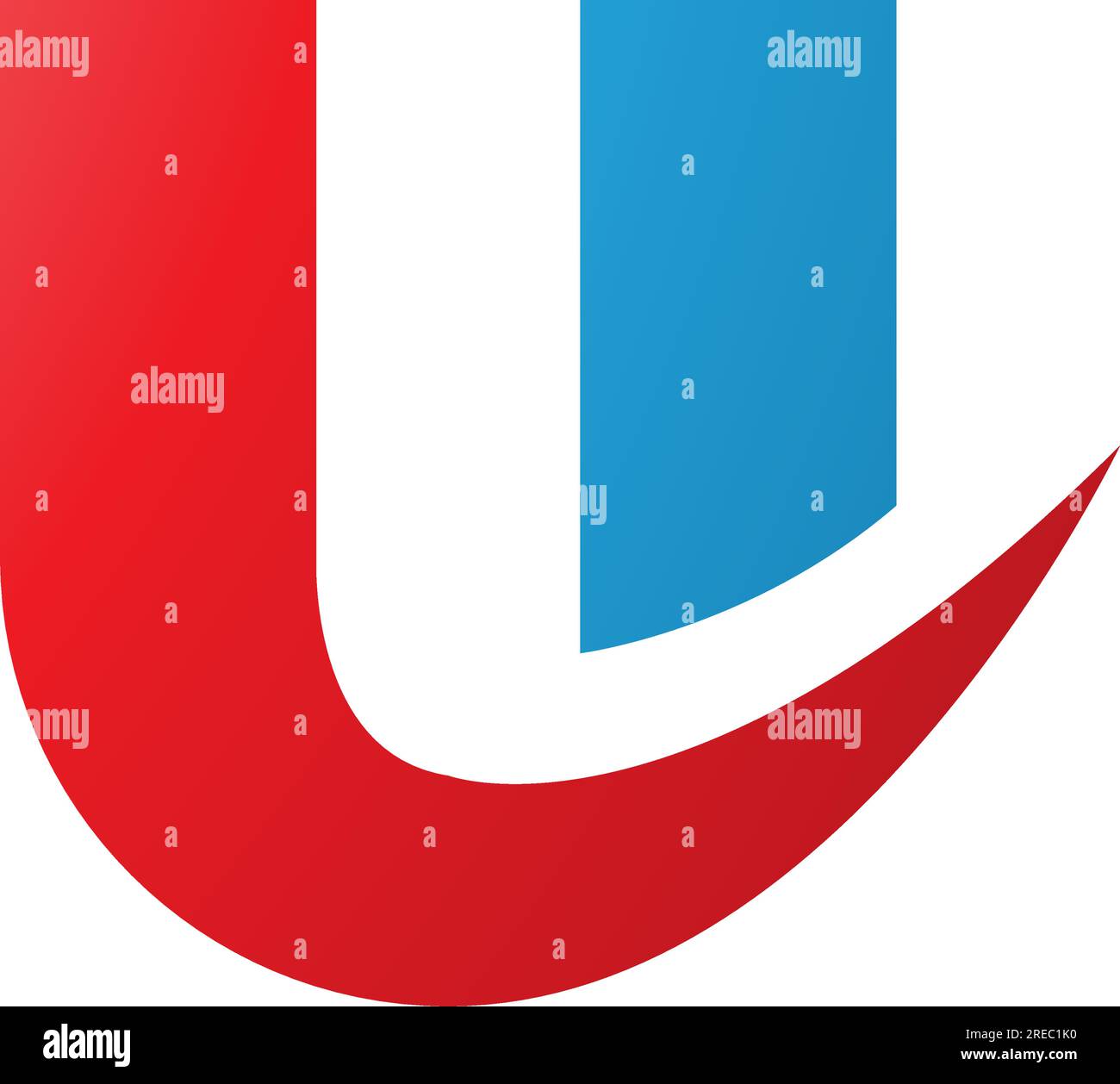 Red and Blue Bold Curvy Shaped Letter U Icon on a White Background ...