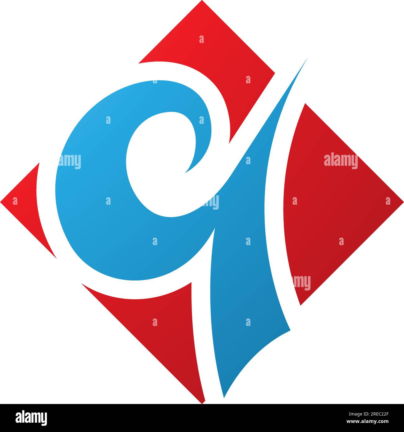 Red and Blue Diamond Shaped Letter Q Icon on a White Background Stock ...