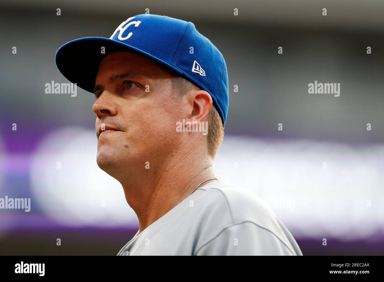 Kansas City Royals pitcher Zack Greinke (23) looks on during a MLB ...