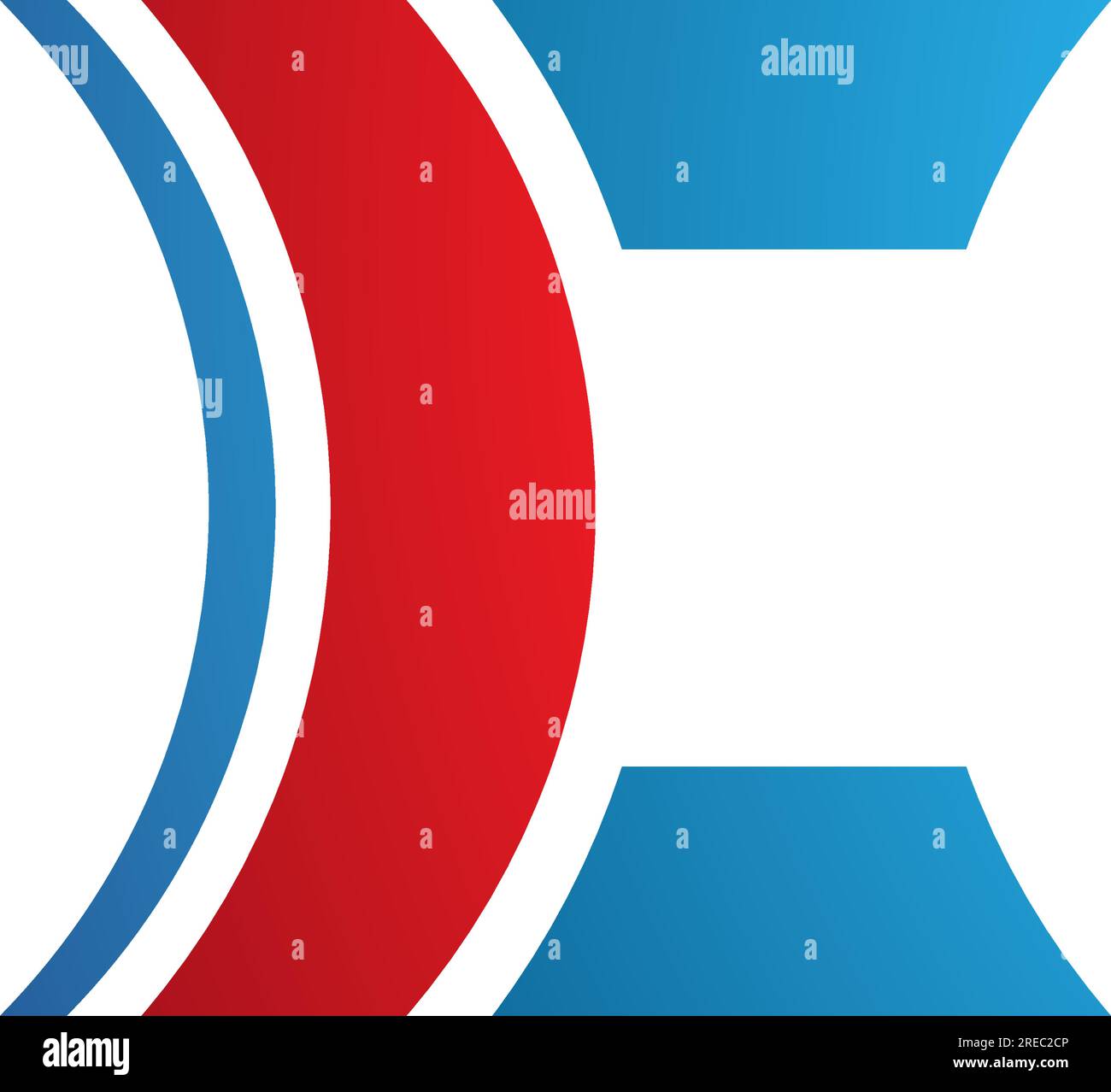 Red and Blue Lens Shaped Letter C Icon on a White Background Stock ...