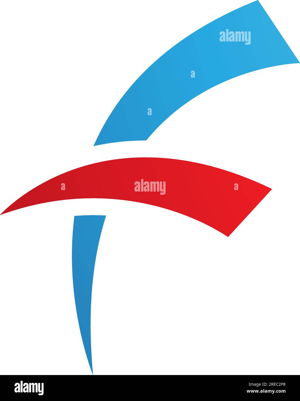 Red and Blue Letter F Icon with Round Spiky Lines on a White Background ...