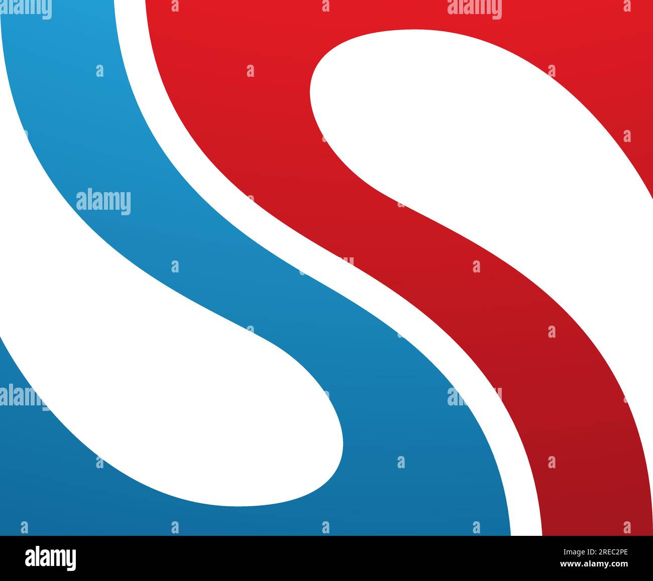 Red and Blue Fish Fin Shaped Letter S Icon on a White Background Stock ...