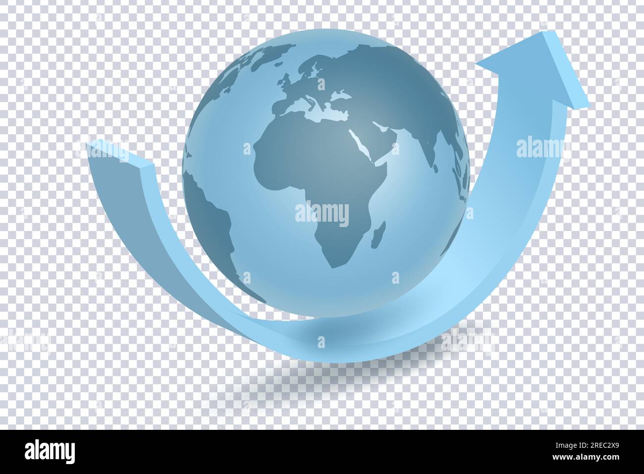 Curved circle shape blue arrow around planet Earth. Business ...