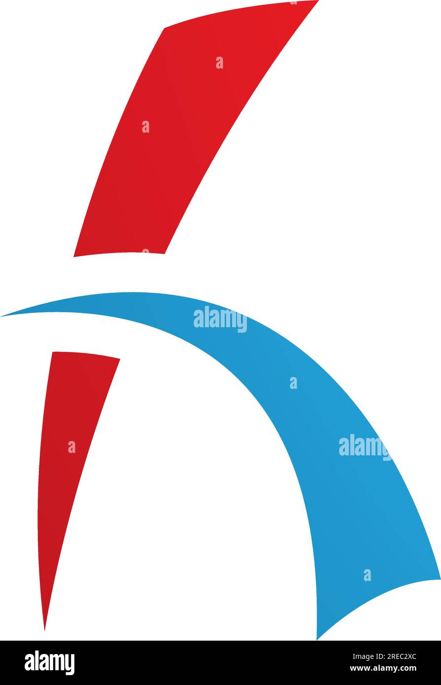 Red and Blue Letter H Icon with Spiky Lines on a White Background Stock ...