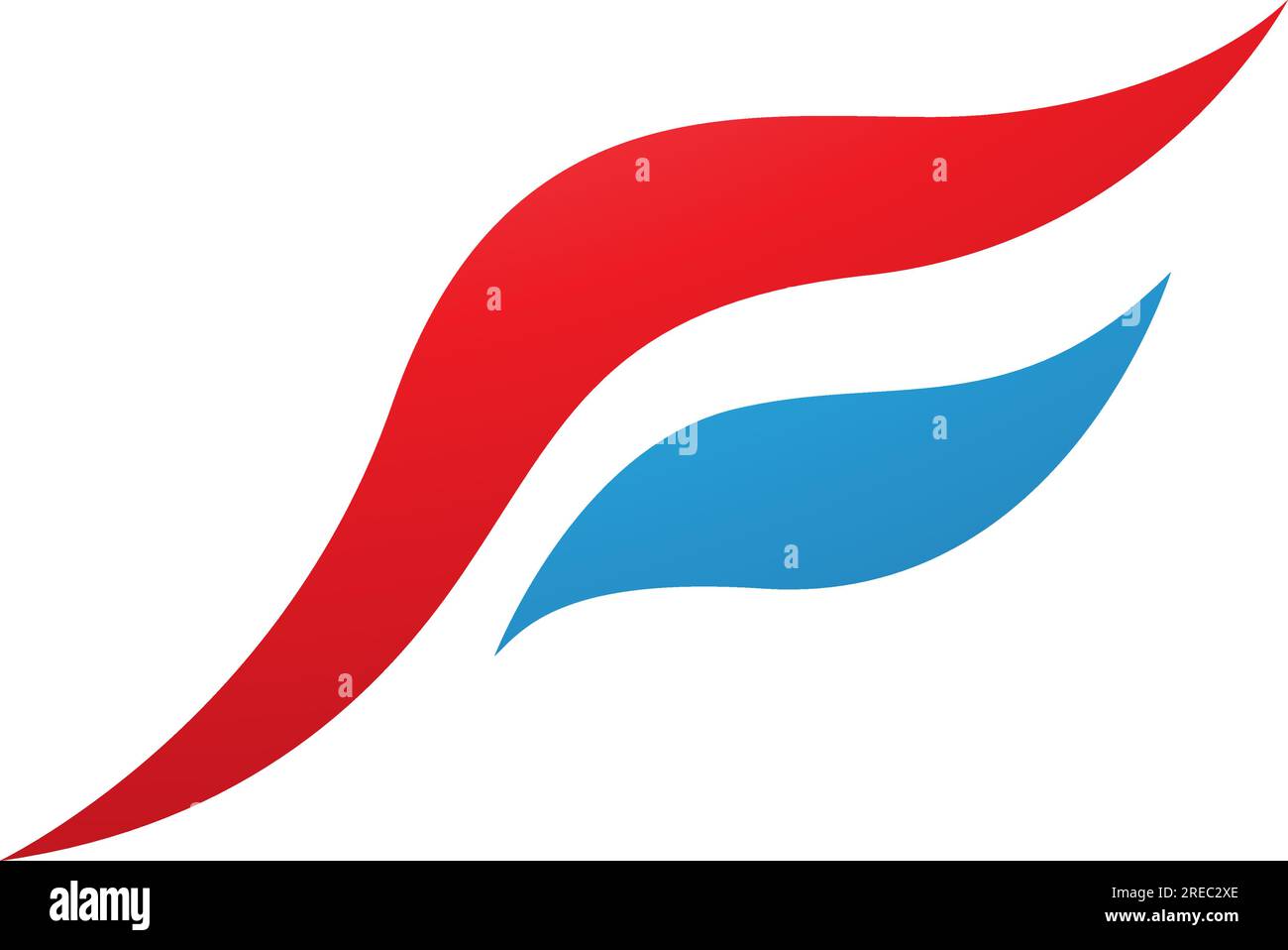 Red and Blue Flying Bird Shaped Letter F Icon on a White Background ...