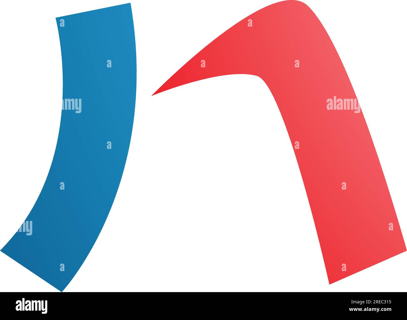 Red and Blue Letter N Icon with a Curved Rectangle on a White ...