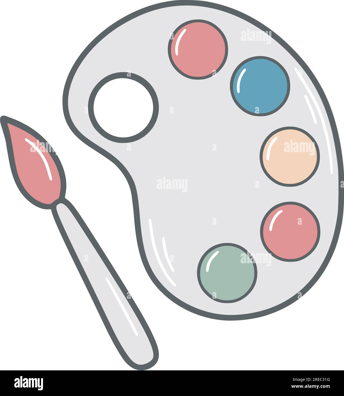 Hand drawn color palette with paints and brush Stock Vector Image & Art ...