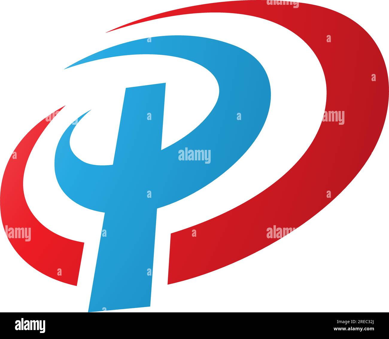 Red and Blue Oval Shaped Letter P Icon on a White Background Stock ...
