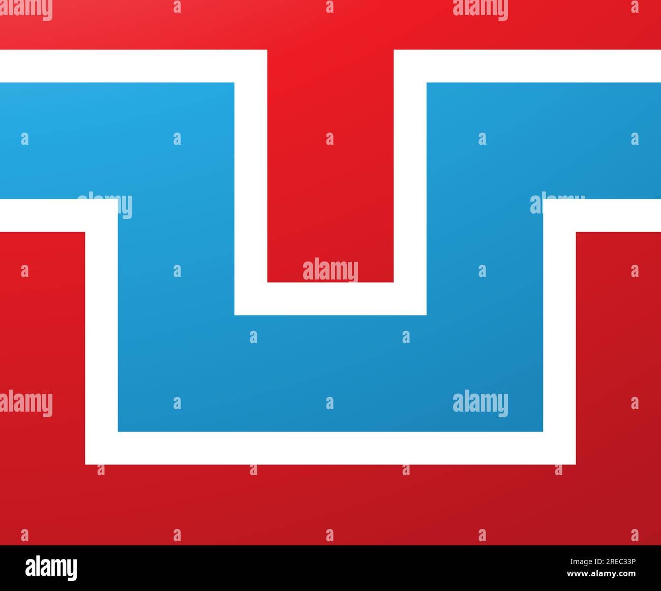 Red and Blue Rectangle Shaped Letter U Icon on a White Background Stock ...