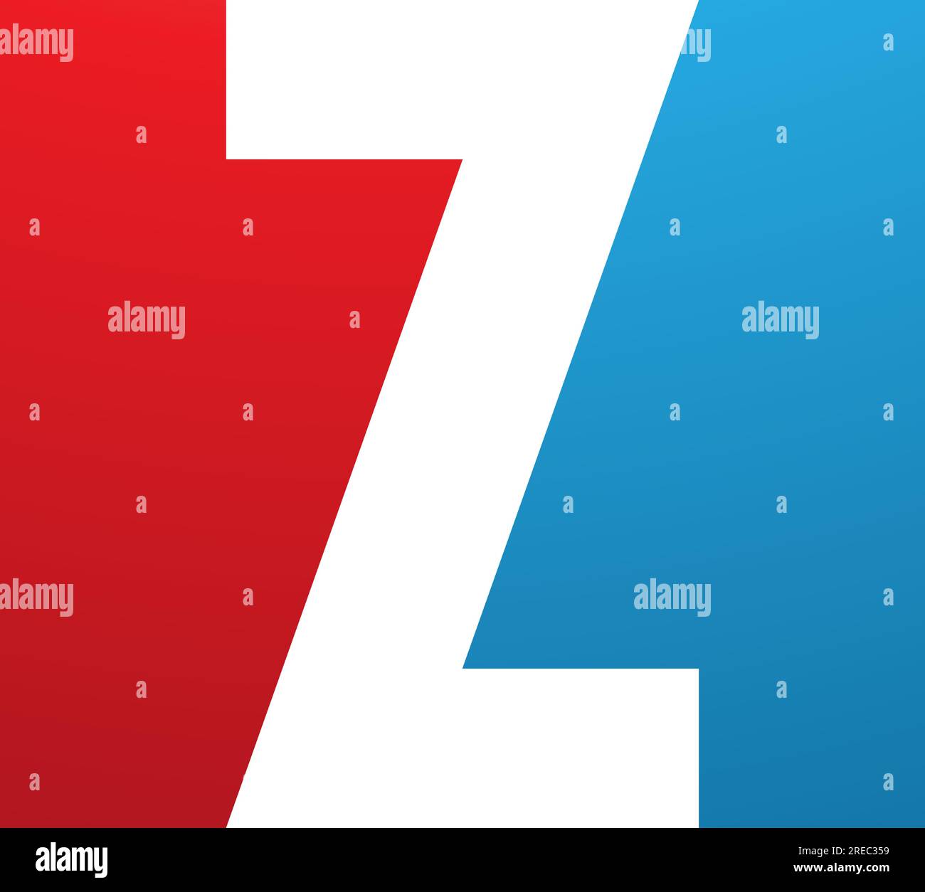 Red and Blue Rectangle Shaped Letter Z Icon on a White Background Stock ...