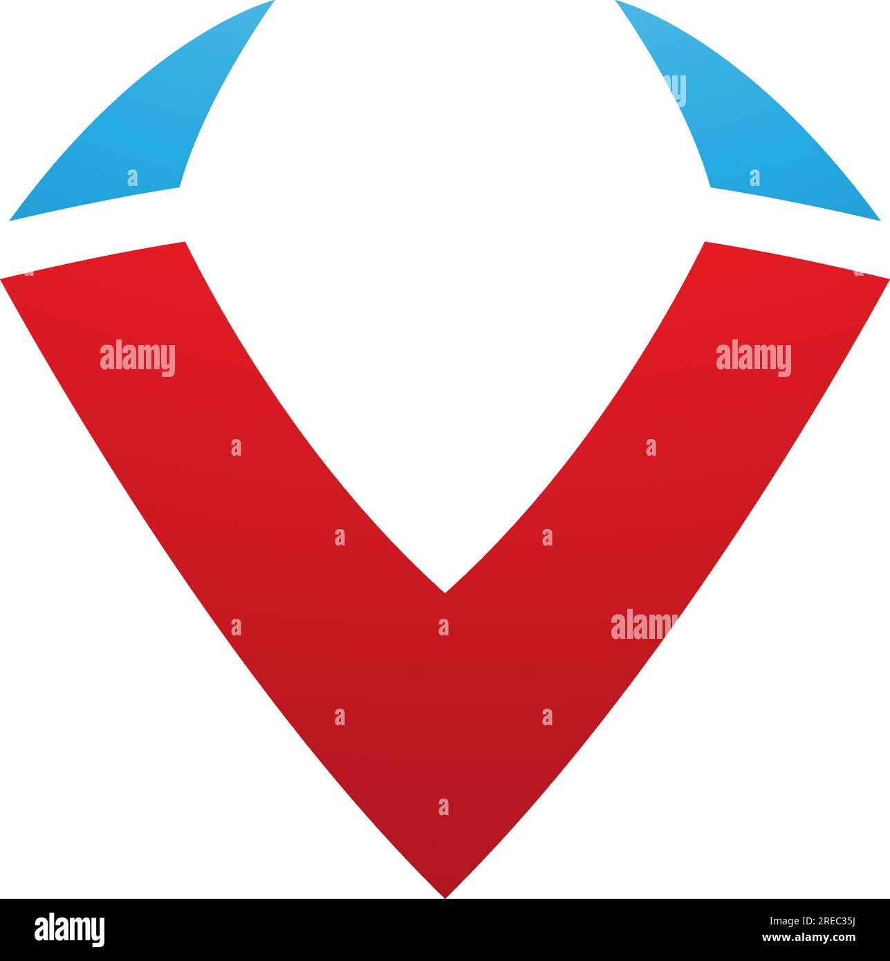 Red and Blue Horn Shaped Letter V Icon on a White Background Stock ...