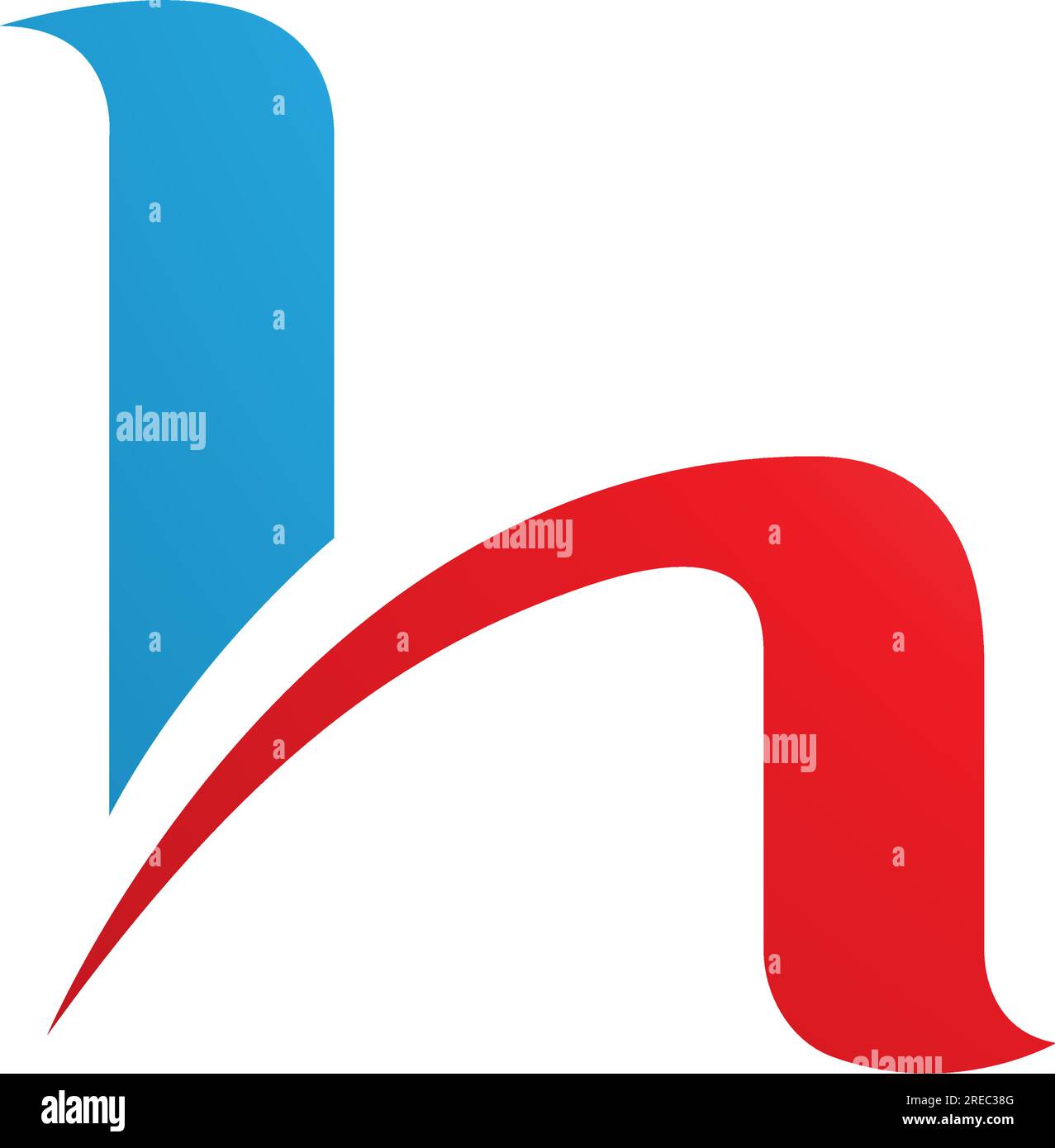 Red and Blue Letter H Icon with Round Spiky Lines on a White Background ...