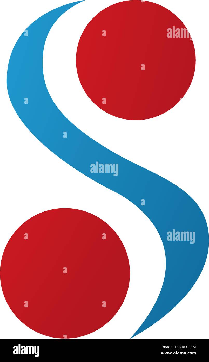 Red and Blue Letter S Icon with Spheres on a White Background Stock ...