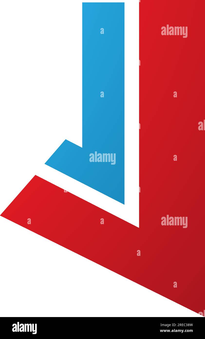 Red and Blue Letter J Icon with Straight Lines on a White Background ...