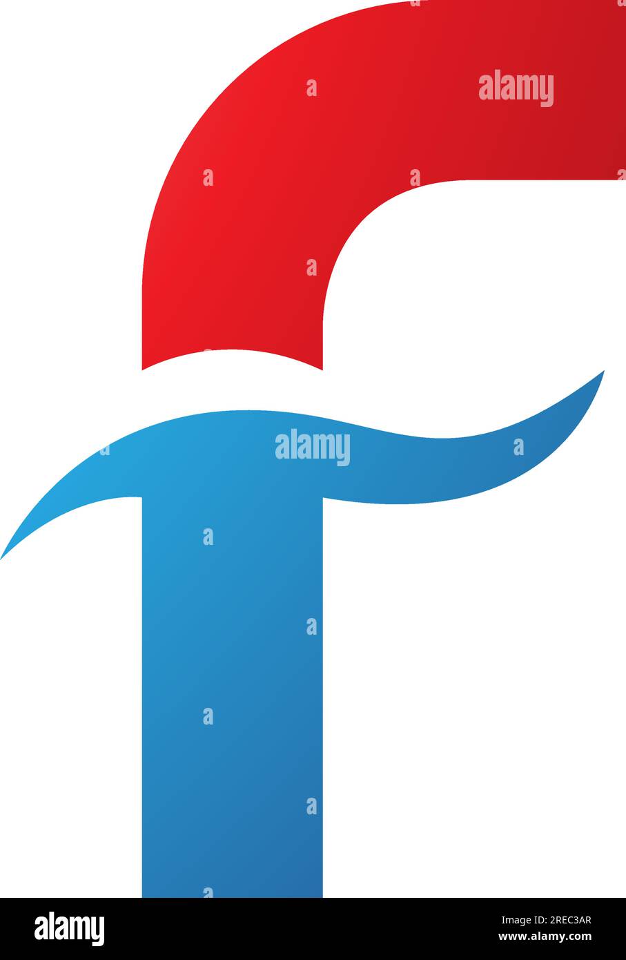 Red and Blue Letter F Icon with Spiky Waves on a White Background Stock ...