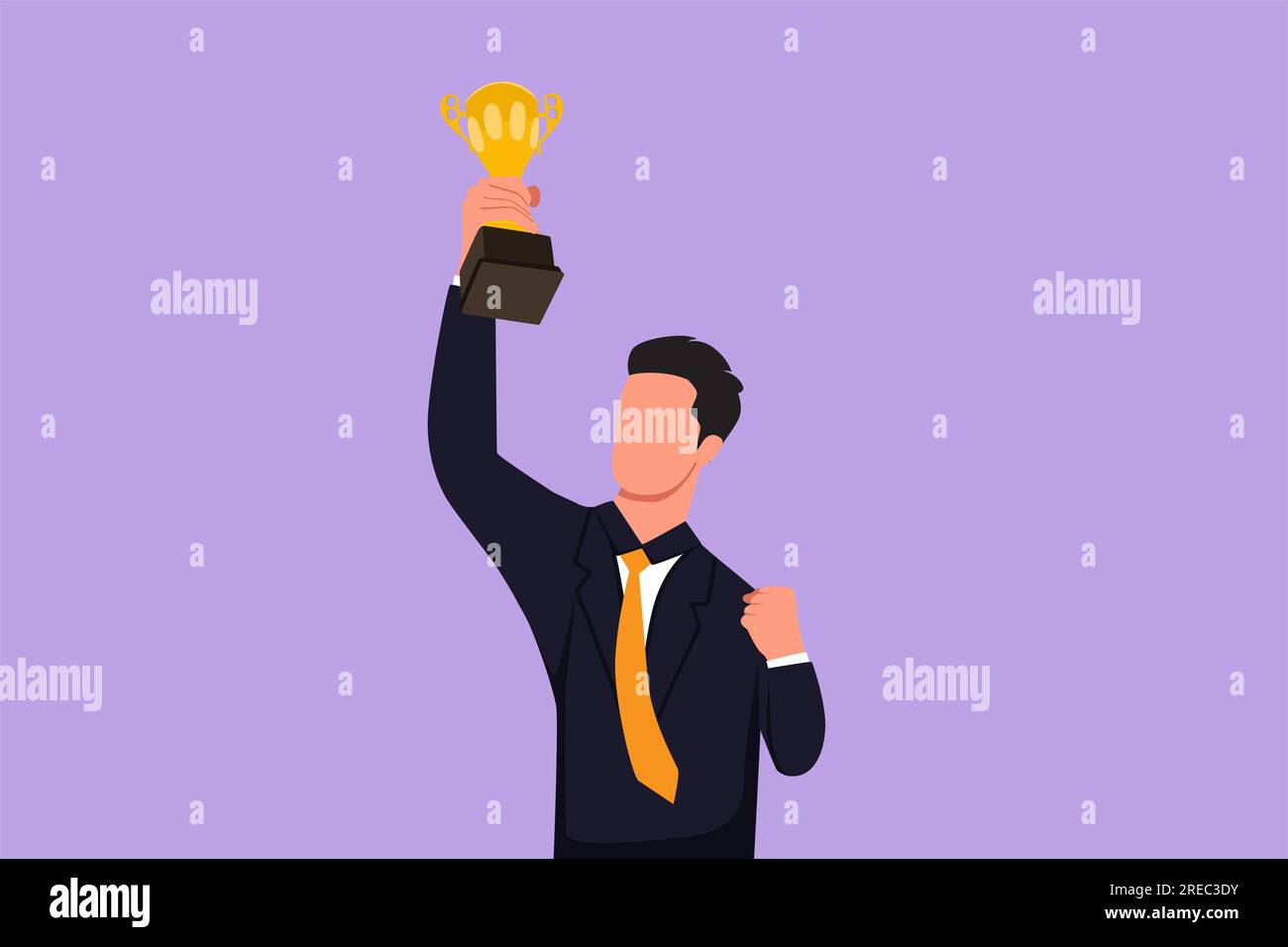 Graphic flat design drawing happy businessman in formal suit holding ...