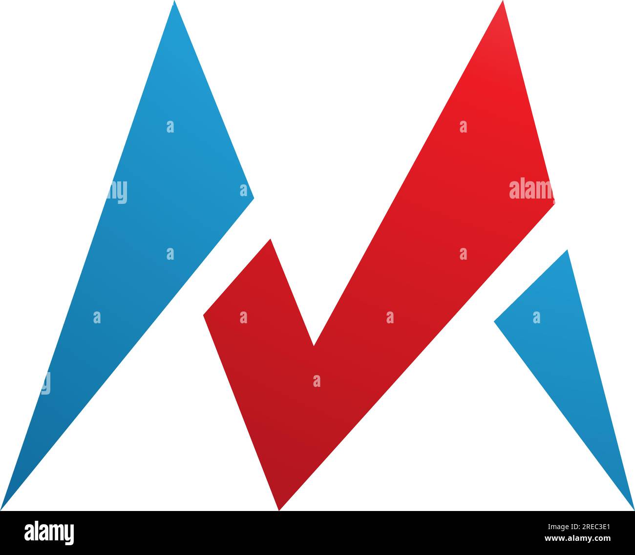 Red and Blue Pointy Tipped Letter M Icon on a White Background Stock ...