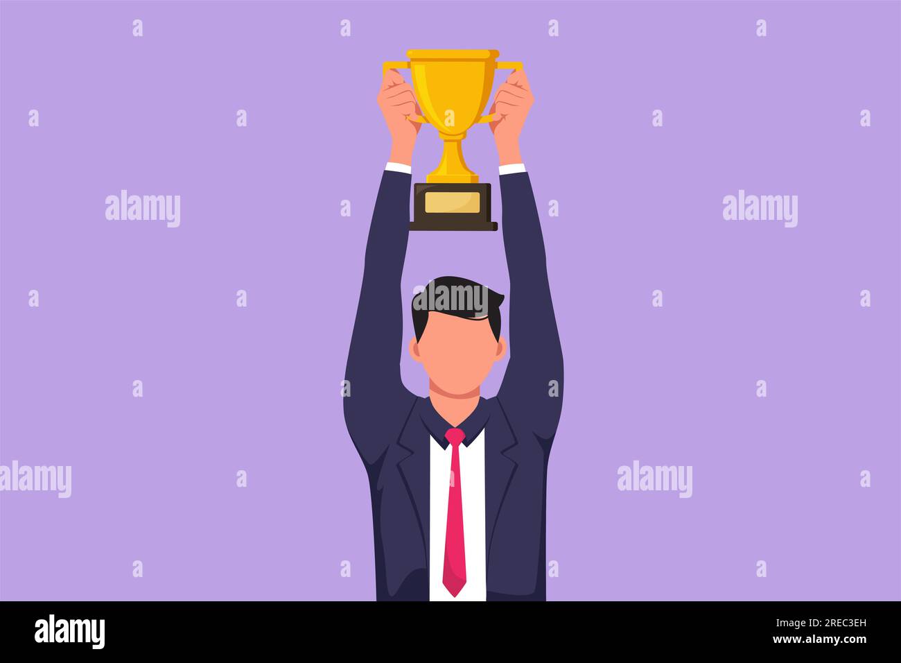 Graphic flat design drawing businessman wear suit and tie holding up ...