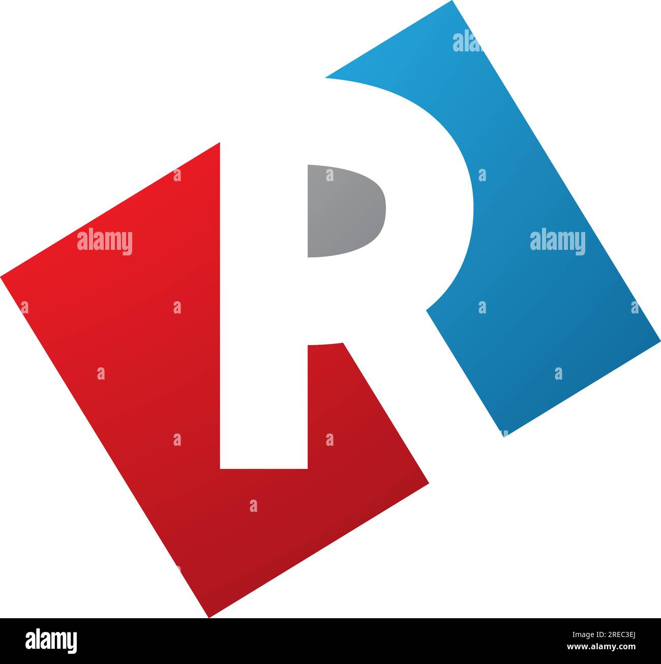 Red and Blue Rectangle Shaped Letter R Icon on a White Background Stock ...