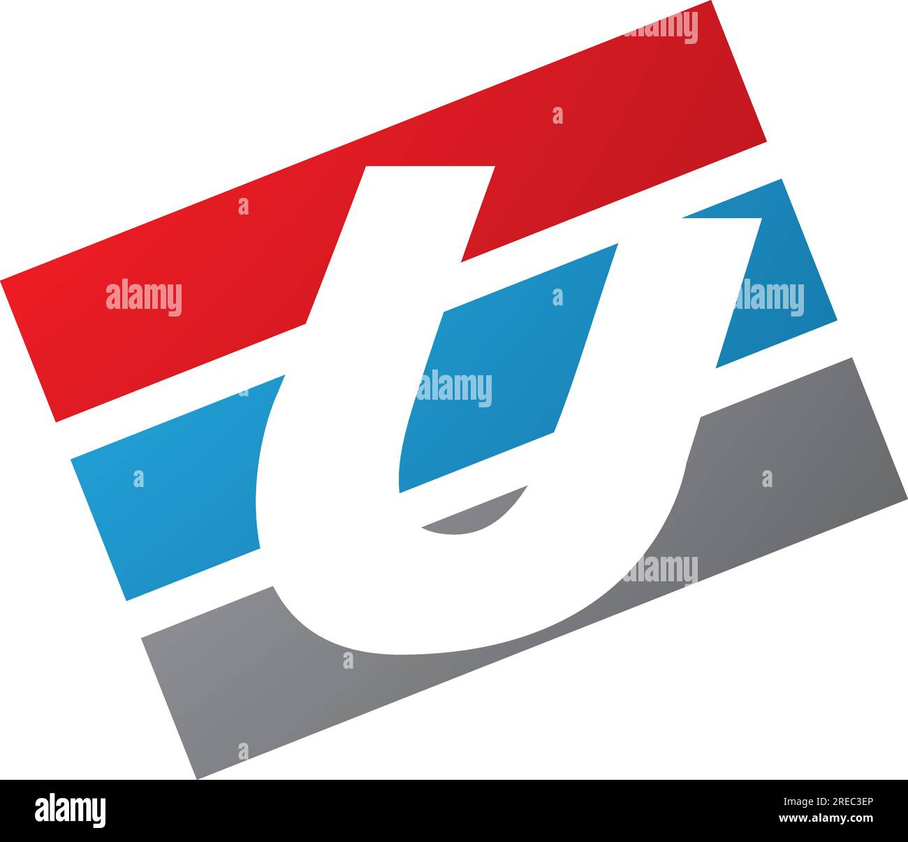 Red and Blue Rectangular Shaped Letter U Icon on a White Background ...