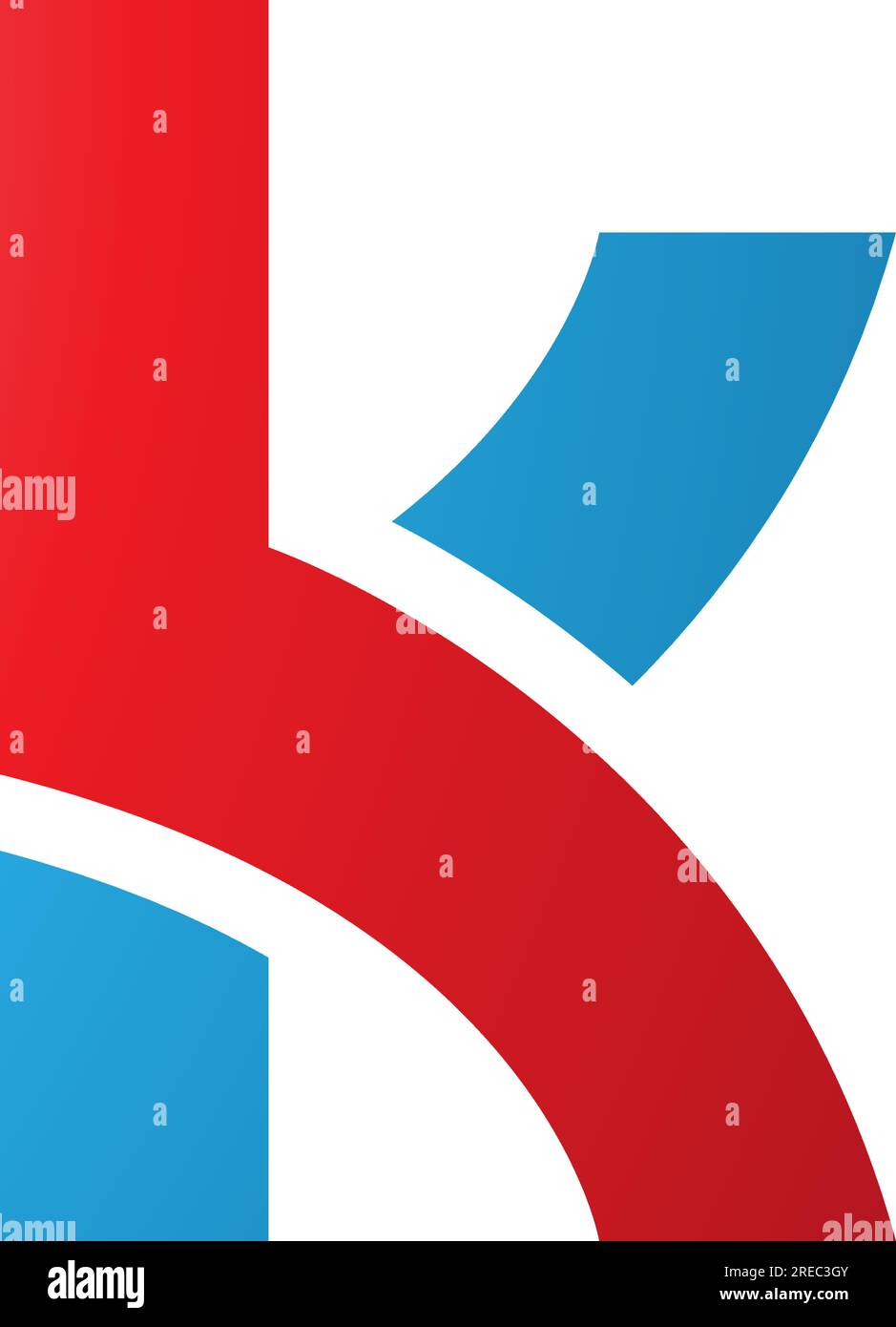 Red and Blue Lowercase Letter K Icon with Overlapping Paths on a White ...