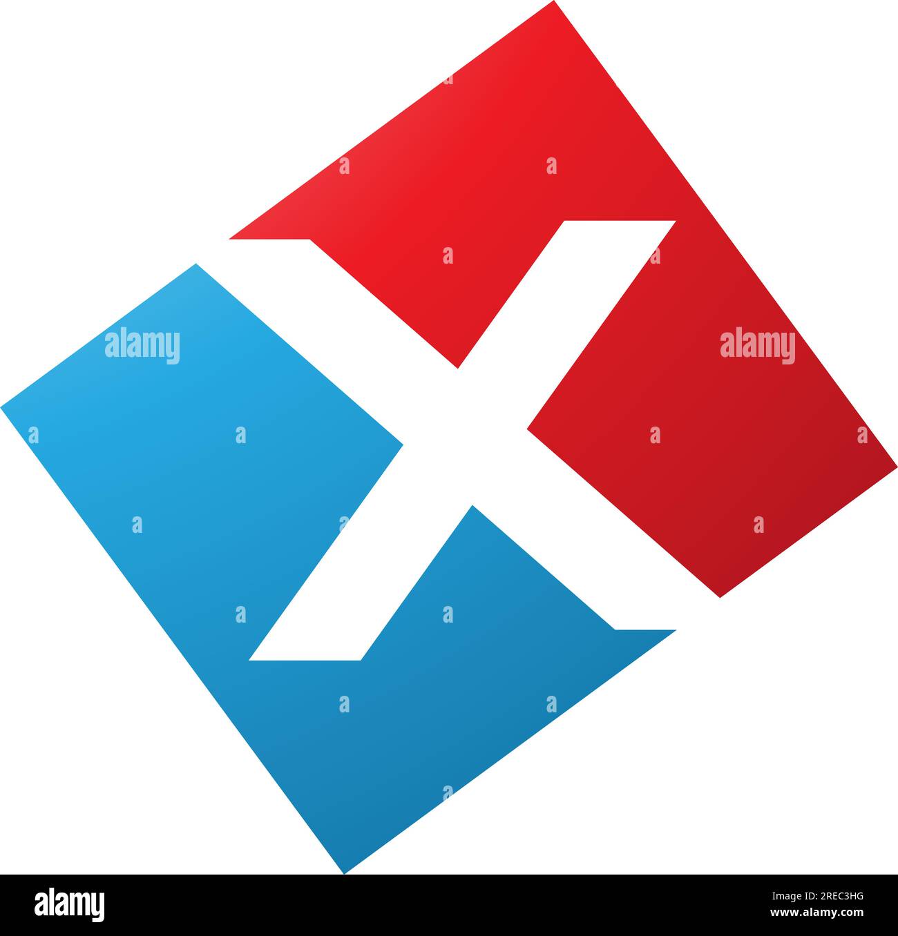 Red and Blue Rectangle Shaped Letter X Icon on a White Background Stock ...