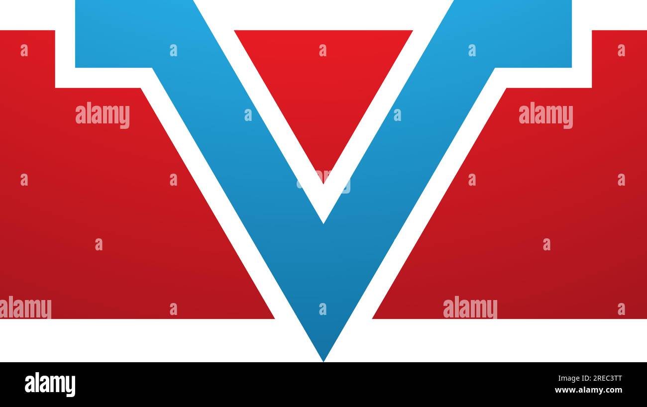 Red and Blue Rectangle Shaped Letter V Icon on a White Background Stock ...
