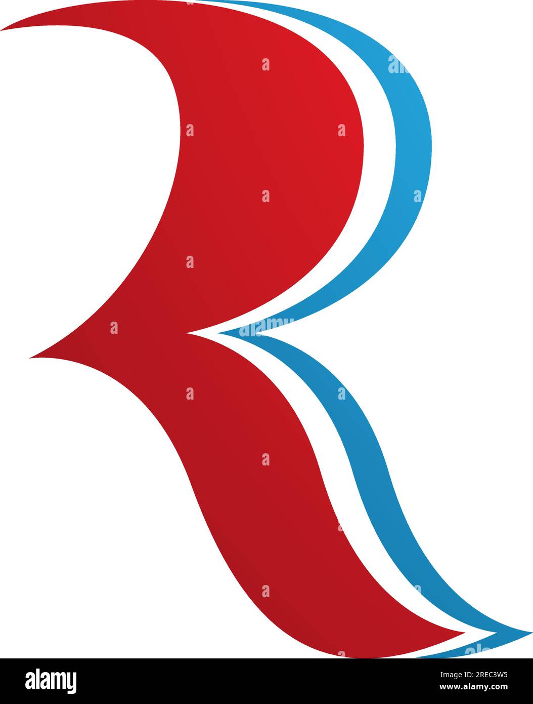 Red and Blue Wavy Shaped Letter R Icon on a White Background Stock ...