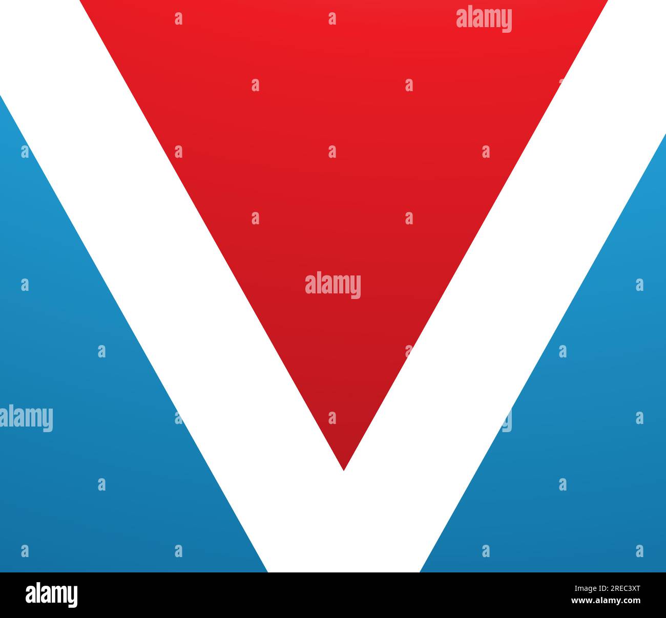 Red and Blue Rectangular Shaped Letter V Icon on a White Background ...