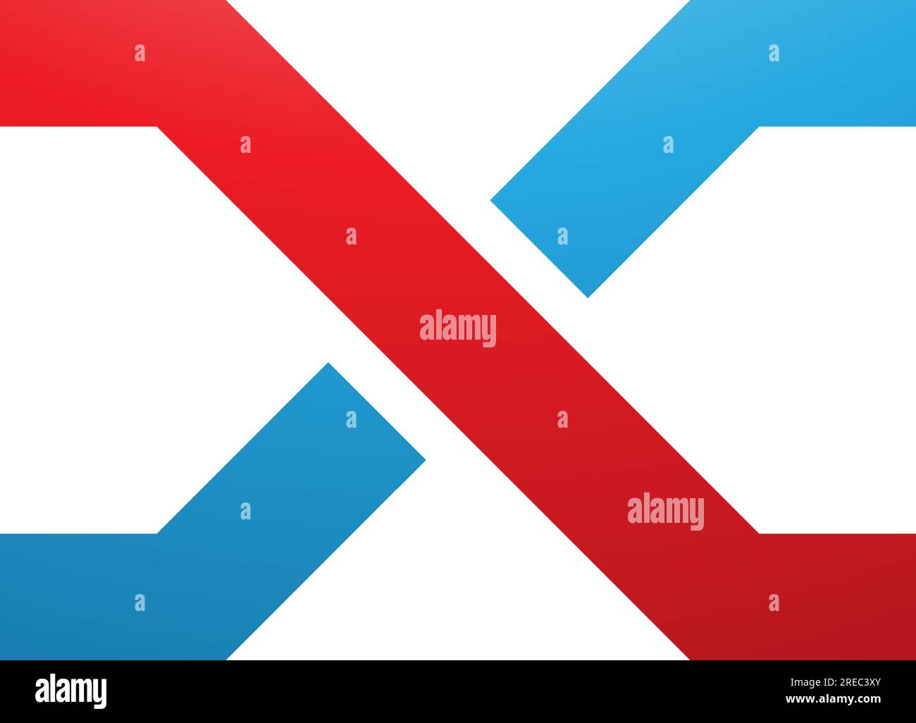 Red and Blue Letter X Icon with Crossing Lines on a White Background ...