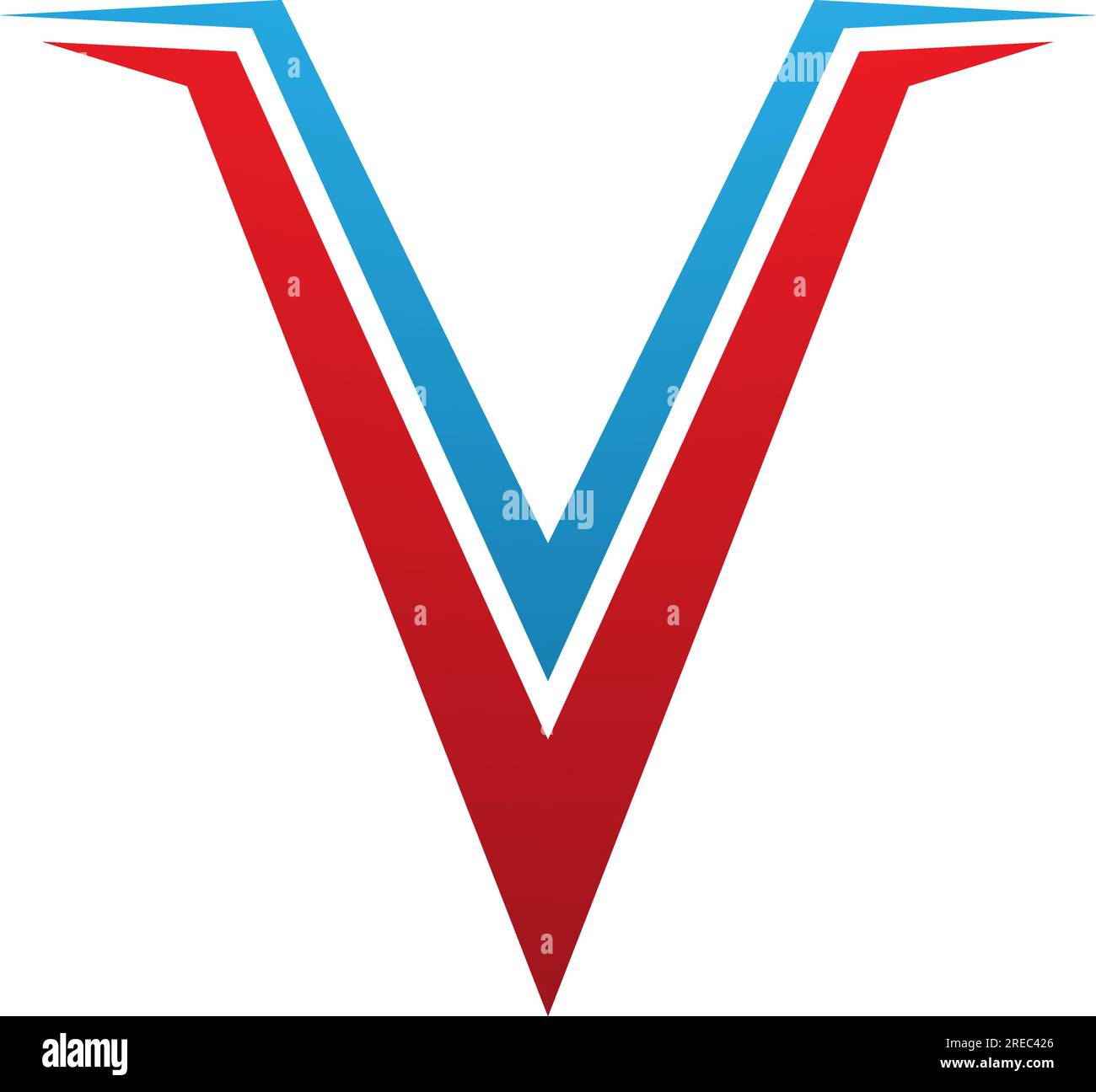 Red and Blue Spiky Shaped Letter V Icon on a White Background Stock ...