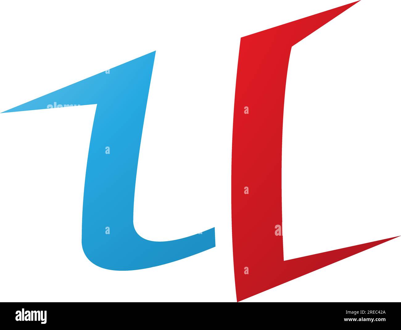 Red and Blue Spiky Shaped Letter U Icon on a White Background Stock ...