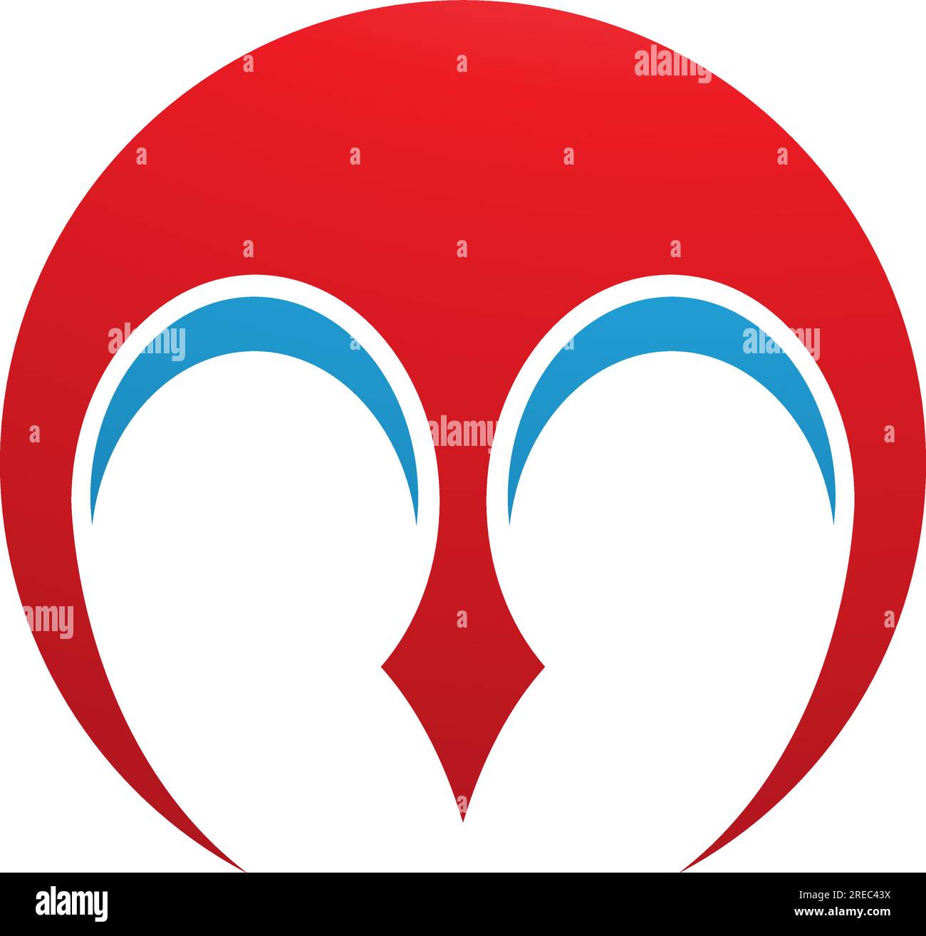 Red and Blue Round Letter M Icon with Pointy Tips on a White Background ...