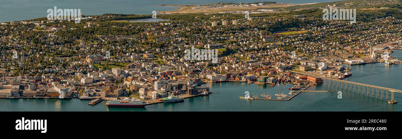 Panoramic city view of Tromso City and the port seen from Mount ...
