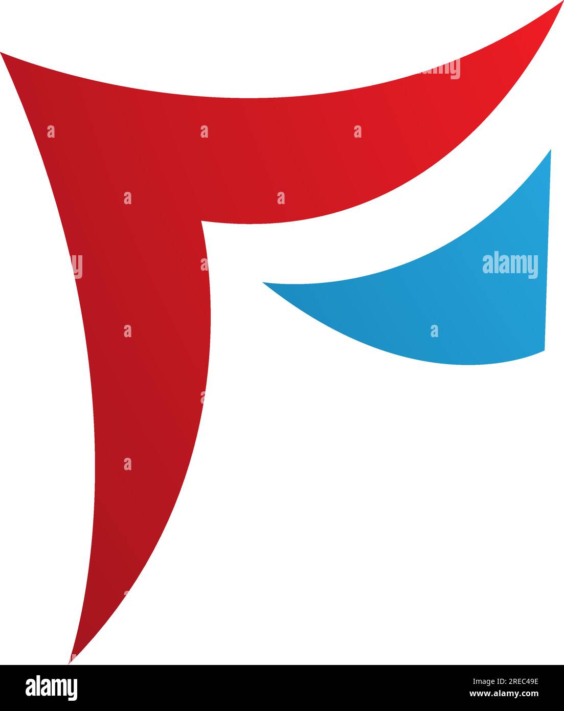 Red and Blue Wavy Paper Shaped Letter F Icon on a White Background ...