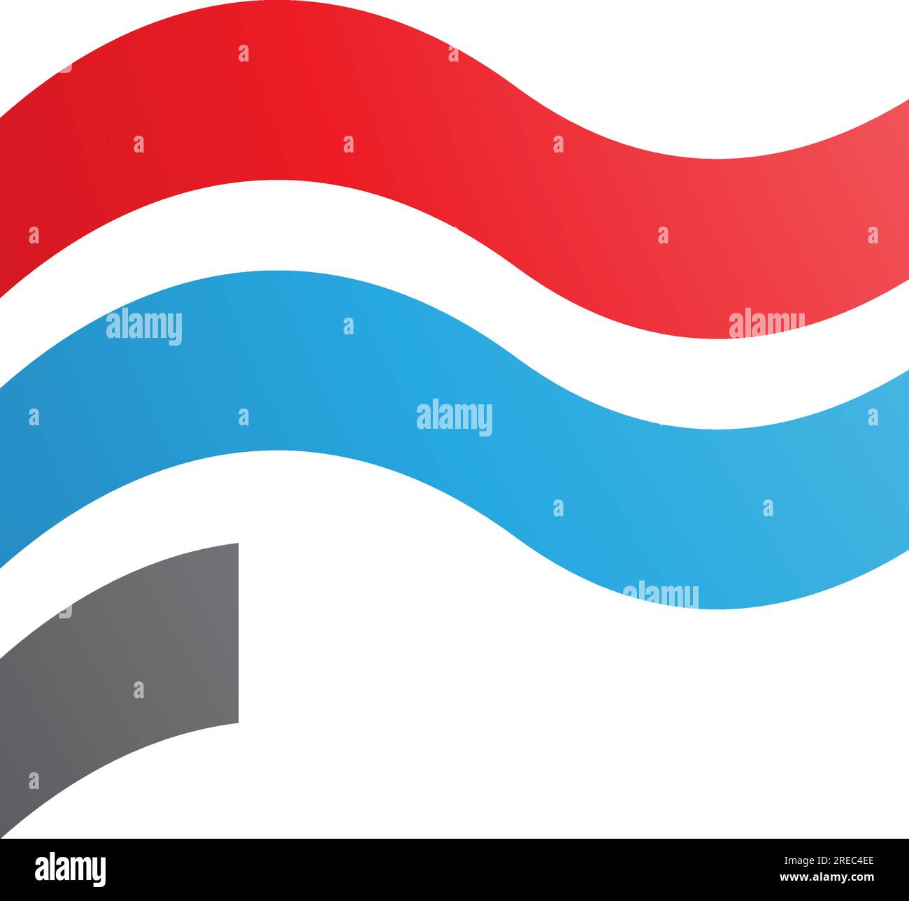 Red and Blue Wavy Flag Shaped Letter F Icon on a White Background Stock ...