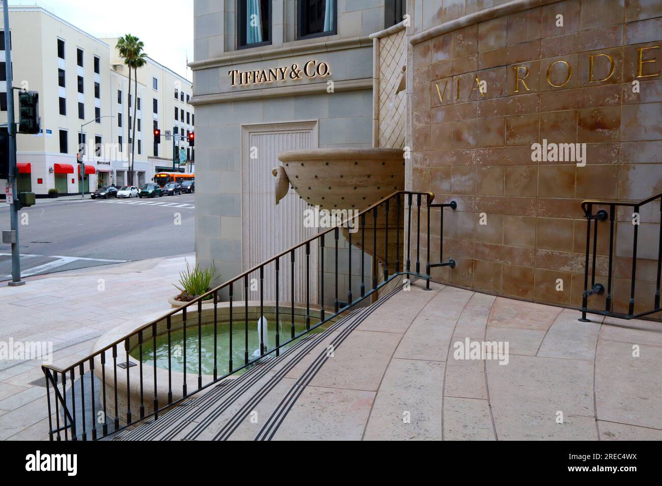 Beverly Hills, California:Rodeo Drive Steps and Fountain Stock Photo ...