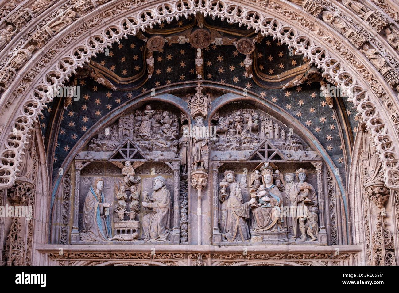 Gothic-Elizabethan facade, church of Santa María la Real, 15th century ...