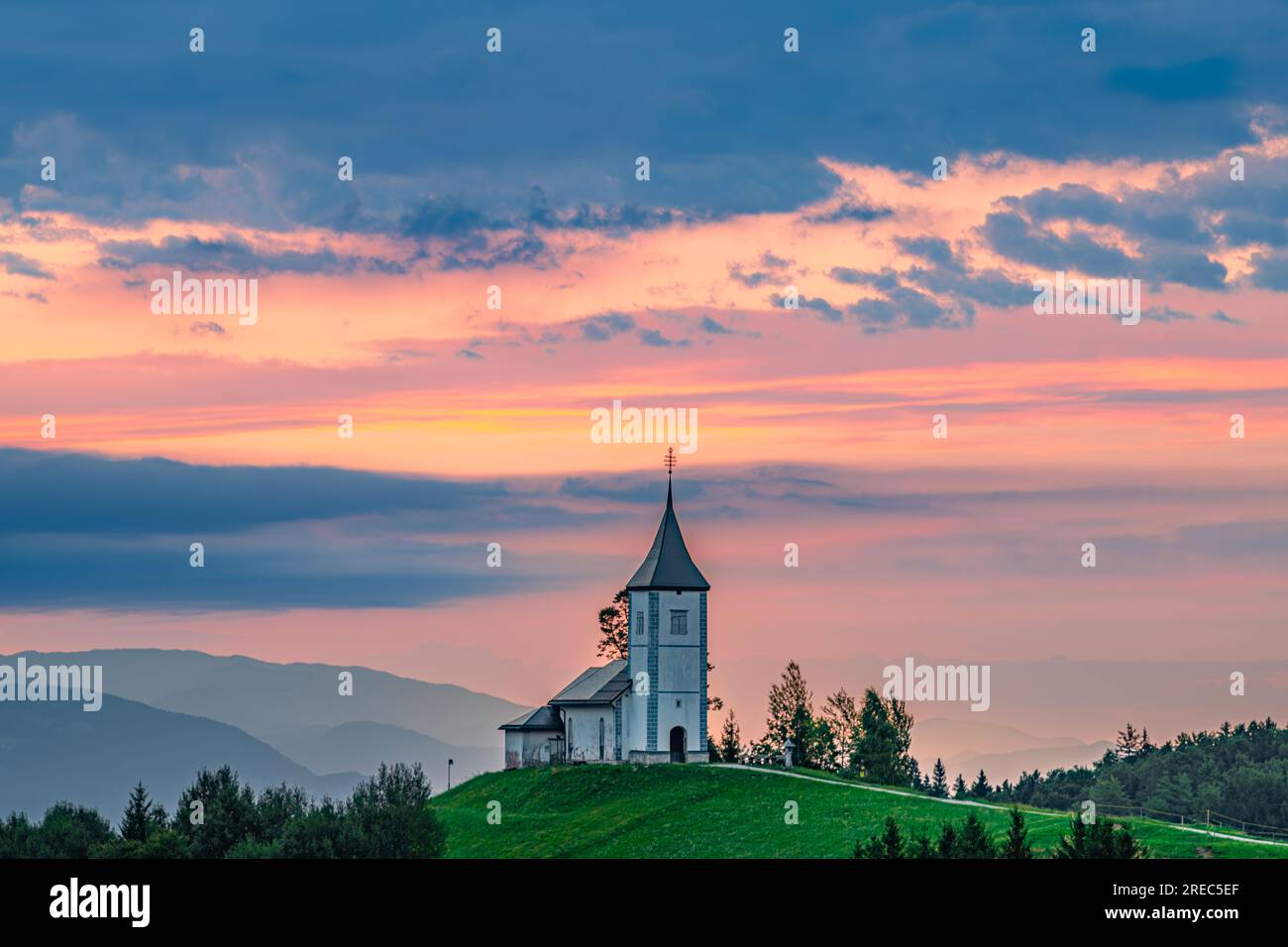The church of St. Primus and Felicianus at a sunrise Stock Photo - Alamy