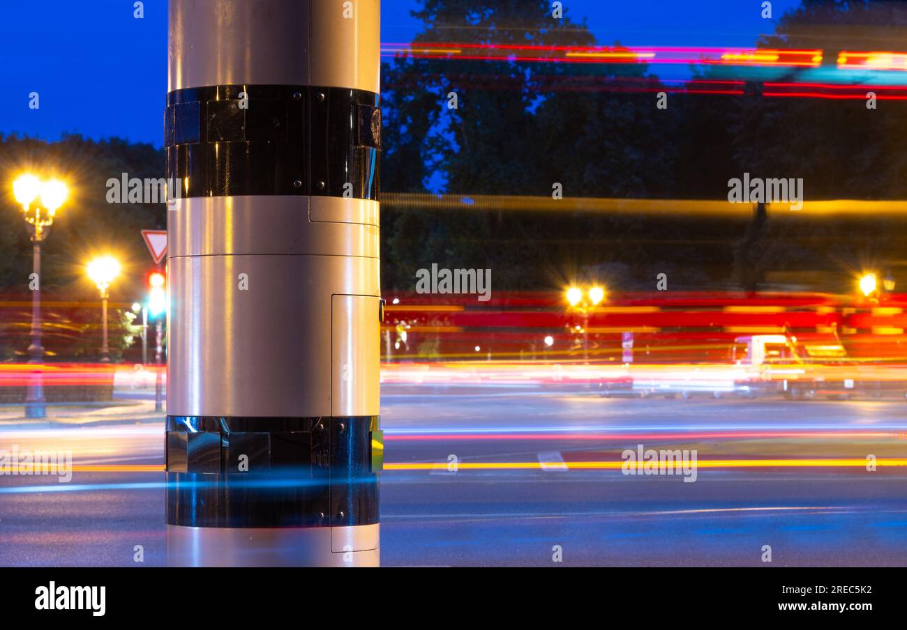 Berlin, Germany. 26th July, 2023. A flash column stands at the traffic ...